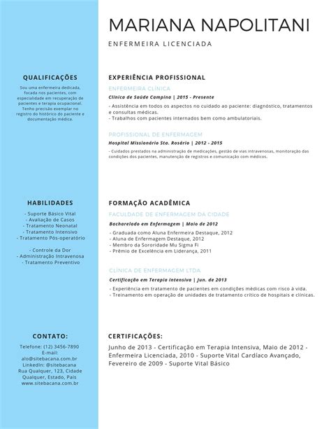 Modelo Curriculo Tecnico De Enfermagem Braincp