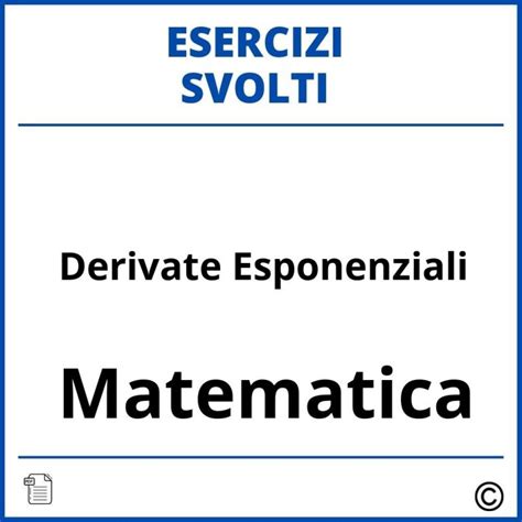 Esercizi Funzioni Esponenziali Soluzioni Svolti PDF