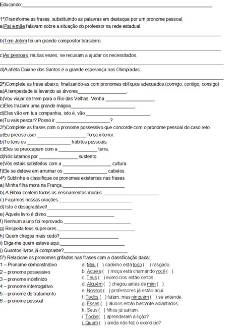 BEL CARDOZO ATIVIDADE PRONOMES CASO RETO OBLÍQUO INTERROGATIVO