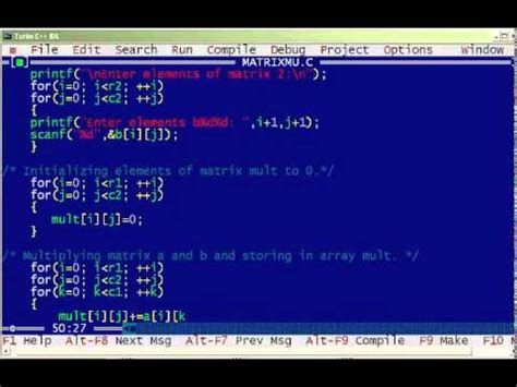 C Program For Matrix Multiplication Youtube