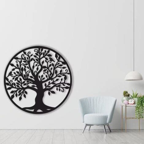 Tigrezy Décoration murale en métal Cadre Arbre de Vie Deco murale noir