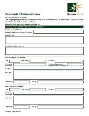 Fillable Online Haringey Gov Claiming Exemption Or Relief Form Draft