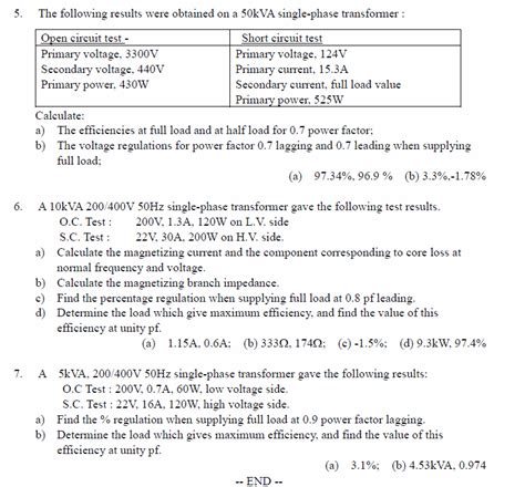 Solved The Following Results Were Obtained On A Kva Chegg