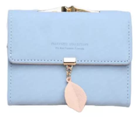 Cartera Corta De Cuero Pu Con Hoja Hebilla Para Mujer Cuotas Sin