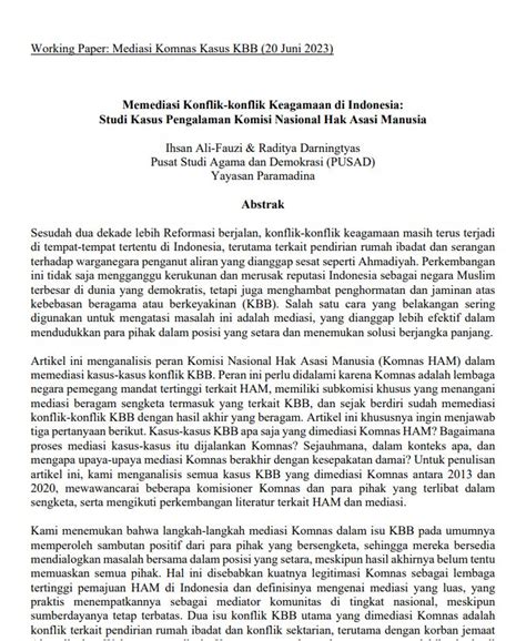 PUSAD Paramadina Memediasi Konflik Konflik Keagamaan Di Indonesia