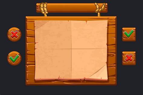Premium Vector Game Ui Kit Template Wooden Menu Of Graphical User