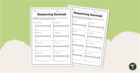 Ordering Decimals Worksheet Number Lines Teach Starter