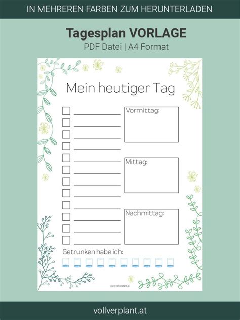 Tagesplaner Vorlage Unsere Kostenlose PDF Vorlage Zum Herunterladen