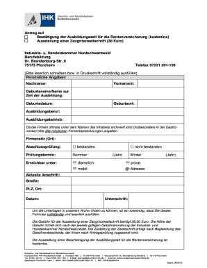 Ausfüllbar Online nordschwarzwald ihk24 Antrag auf Ausstellung einer