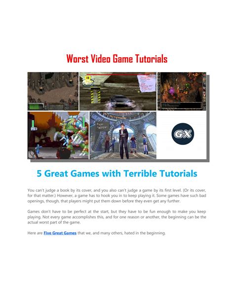 Worst Video Game Tutorials By GameX Issuu