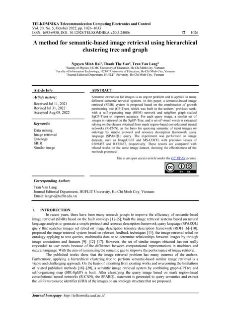 a method for semantic based image retrieval using hierarchical clustering tree and graph pdf