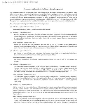 Fillable Online Amendment And Extension To The Master Subscription
