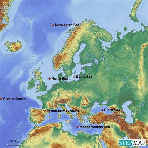 StepMap Major Bodies Of Water Landkarte für Germany