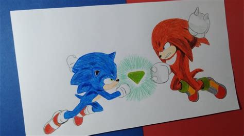 C Mo Dibujar A Sonic Vs Knuckles Sonic La Pel Cula How To Draw