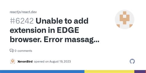 Unable To Add Extension In EDGE Browser Error Massage The Add On