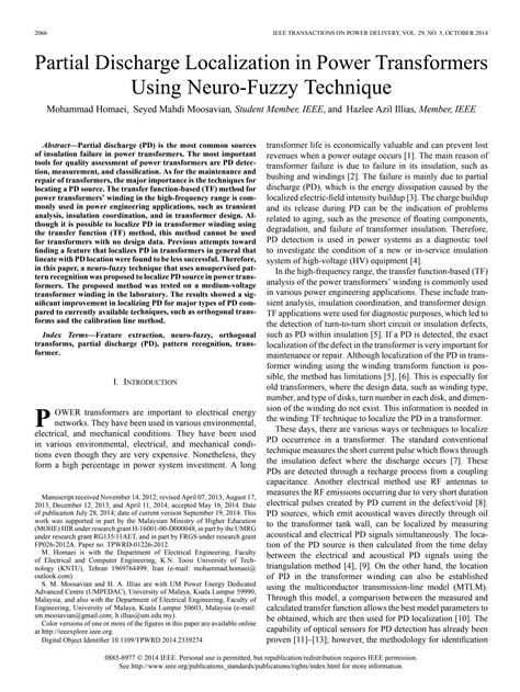 solution 2014 286 partial discharge localization in power transformers using neuro fuzzy