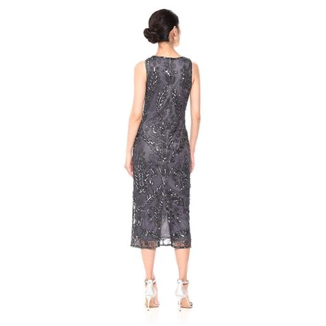 Pisarro Nights Women S Long Beaded Dress With Keyhole Front And Floral