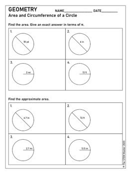 Circumference And Area Of Circles Worksheets Worksheets Library