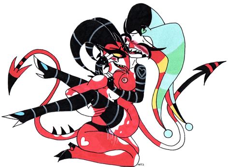 Rule 34 2demons 2girls Anthro Ass Big Butt Blitzo Helluva Boss Blush Bodily Fluids Breasts