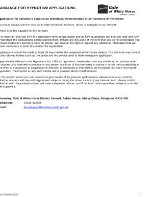 Hypnotism Consent Application Doc Template Pdffiller
