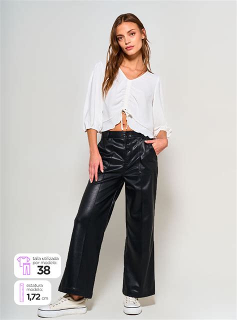 Ripley PANTALÓN MUJER INDEX WIDE LEG EFECTO PIEL