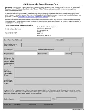 Fillable Online CAHP Request For Reconsideration Form Fax Email Print