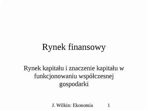 Rynek Finansowy Prezentacja Notatek Pl