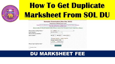 How To Get Duplicate Marksheet From SOL DU