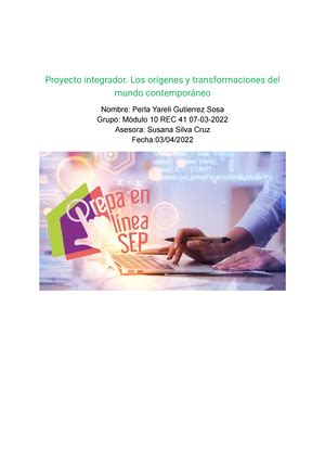M10S4PI hey Proyecto integrador Los orígenes y transformaciones