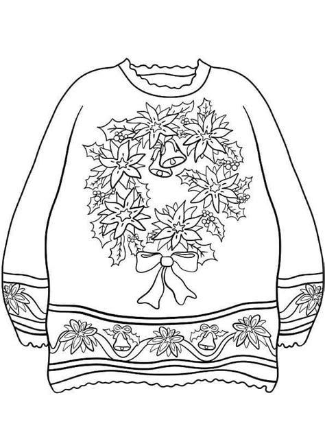 Coloriage Pull de Noël avec Ours en Peluche télécharger et imprimer
