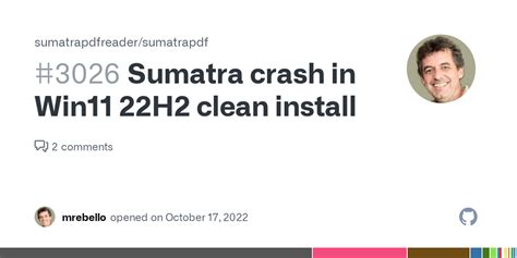 sumatra crash in win11 22h2 clean install · issue 3026 · sumatrapdfreader sumatrapdf · github