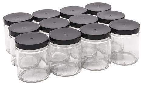 Nms 9 Ounce Glass Straight Sided Mason Canning Jars With 70mm Black Plastic Lids Case Of 12