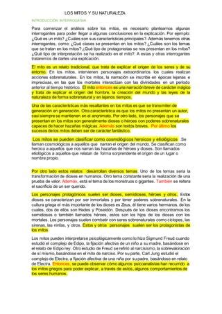 Los Mitos Y Su Naturaleza Tarea Pdf