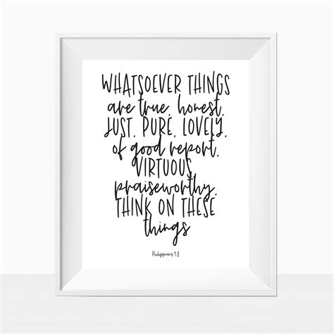 Printable Bible Verses Think On These Things Wall Art Print