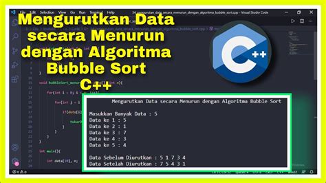 mengurutkan data secara menurun dengan algoritma pengurutan bubble sort c youtube