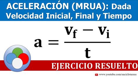 EJERCICIO DE ACELERACIÓN DADA LA VELOCIDAD FINAL INICIAL Y EL TIEMPO