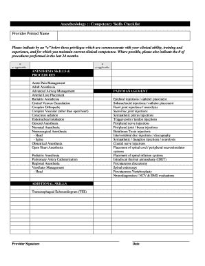 Fillable Online Anesthesiology Clinical Skills Checklist Fax Email