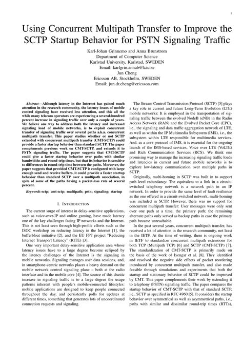 pdf using concurrent multipath transfer to improve the sctp startup behavior for pstn