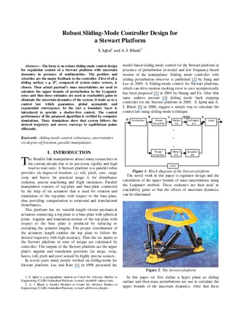 pdf robust sliding mode controller design for a stewart platform aamer bhatti