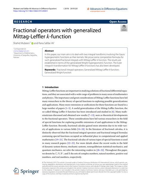 pdf fractional operators with generalized mittag leffler k function