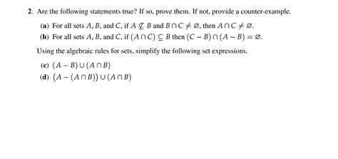 solved 2 are the following statements true if so prove