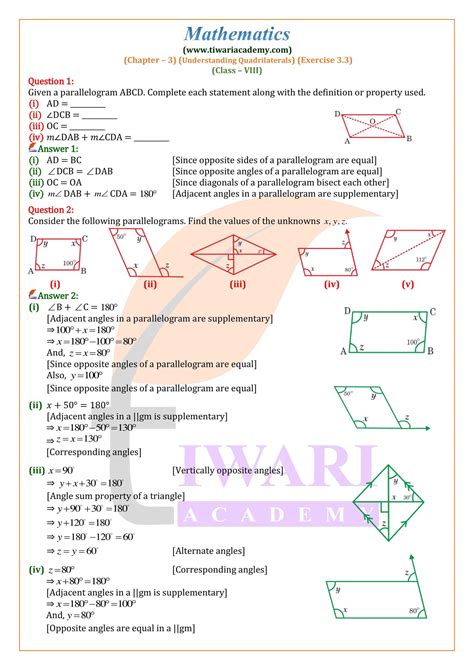 NCERT Solutions For Class 8 Maths Chapter 3 Exercise 3 3
