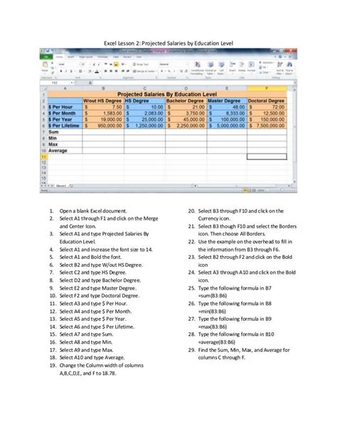 excel lesson 2 handout