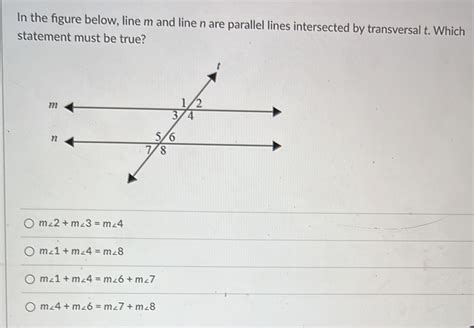 In The Figure Below Line M And Line N Are Parallel Lines Intersected