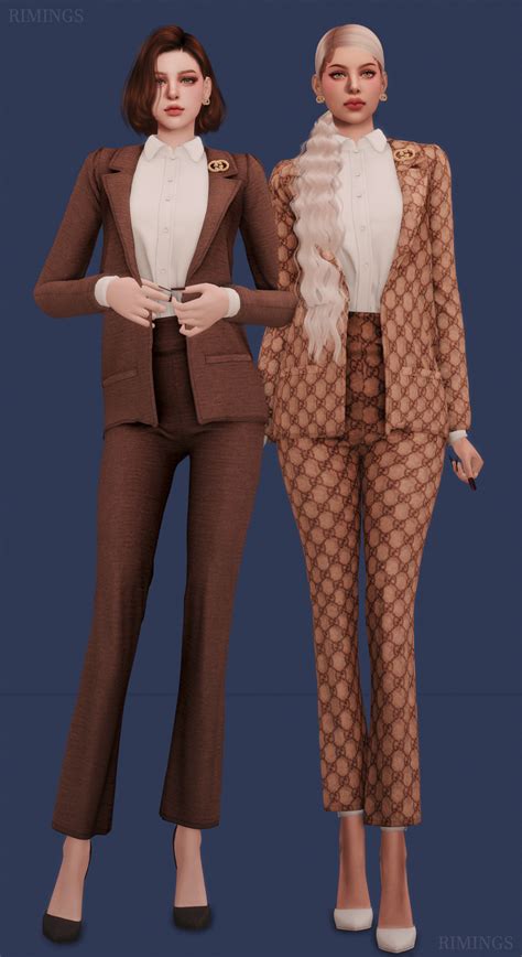 Rimings Rimings Gucci Brooch And Suit Set And Earring Sims 4 Game Mods Sims Mods Sims 4