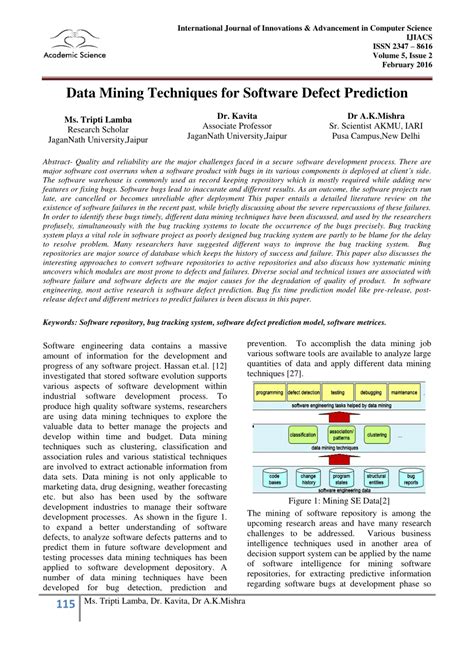 pdf 15 ms data mining techniques for software defect prediction