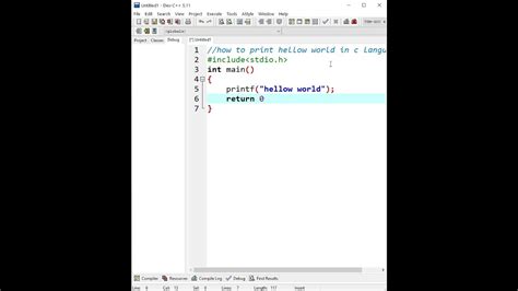 C Programming Print Hello World Youtube