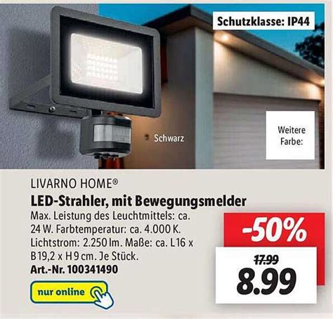 Livarno Home Led Strahler Mit Bewegungsmelder Angebot Bei Lidl