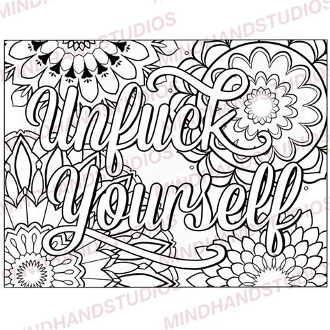 Coloring Page Unfuck Yourself Sassy Coloring Page Print Etsy In