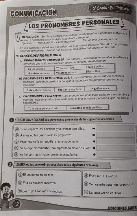 Encierra Y Escribe Los Pronombres Personales De Las Siguientes